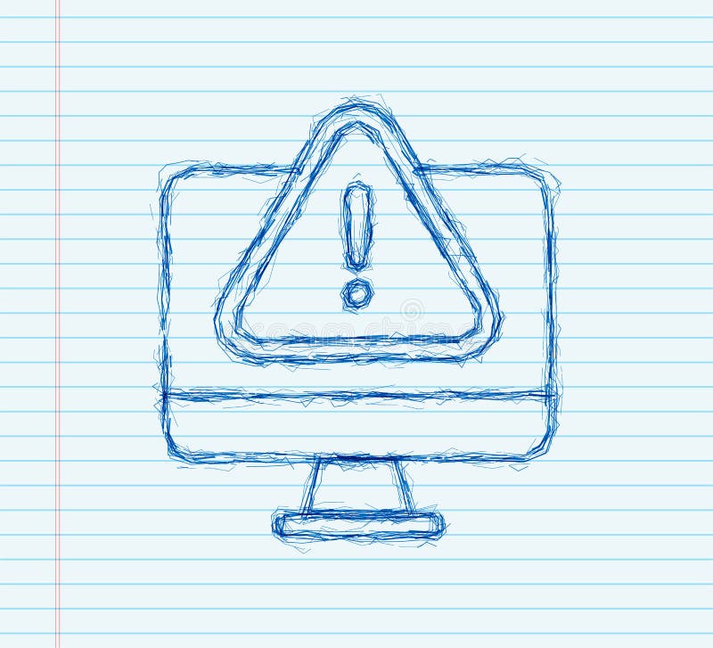 Alert Message Monitor Notification. Sketch Icon Stock Vector ...