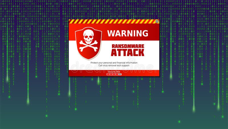 Ransomware Computer Virus Cyber Attack Screen Cool Illustration Stock ...