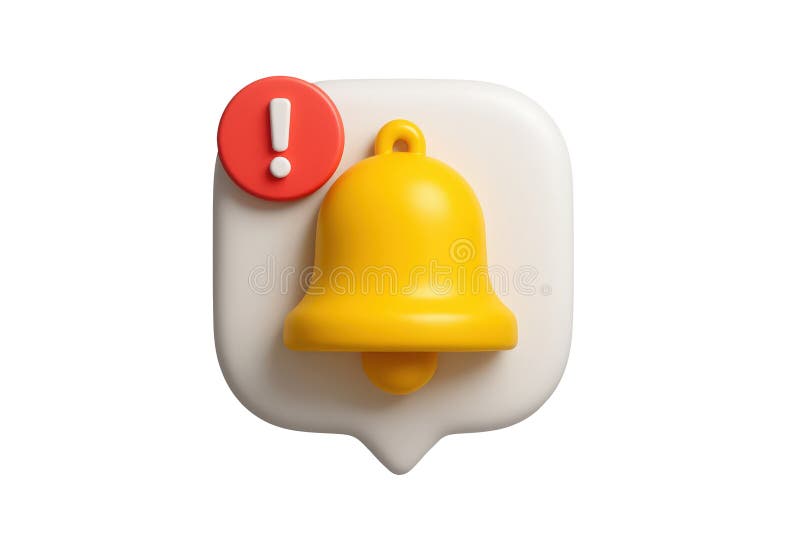 Alert Notification Bell Icon with Exclamation Mark on Transparent ...