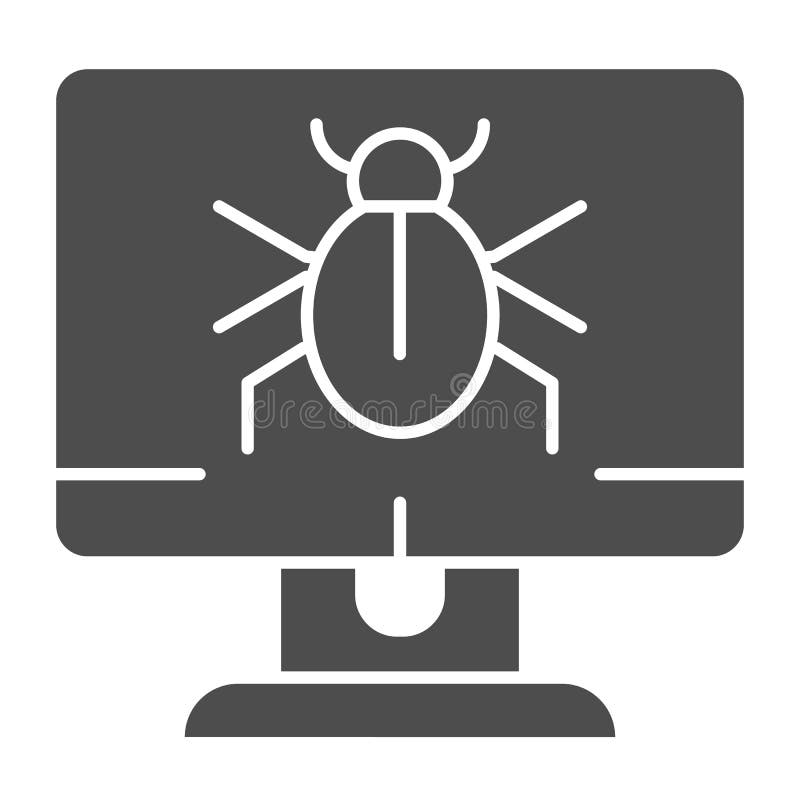 Alert Notification on Desktop Solid Icon. Infected Computer Vector ...