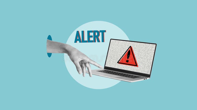 Alert Notification about Hacker Activity in Computer. Malware Concept ...