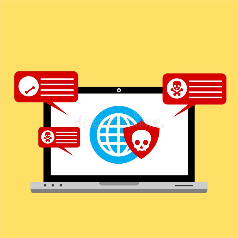 Alert Notification on Laptop Computer , Malware Concept, Spam Data ...
