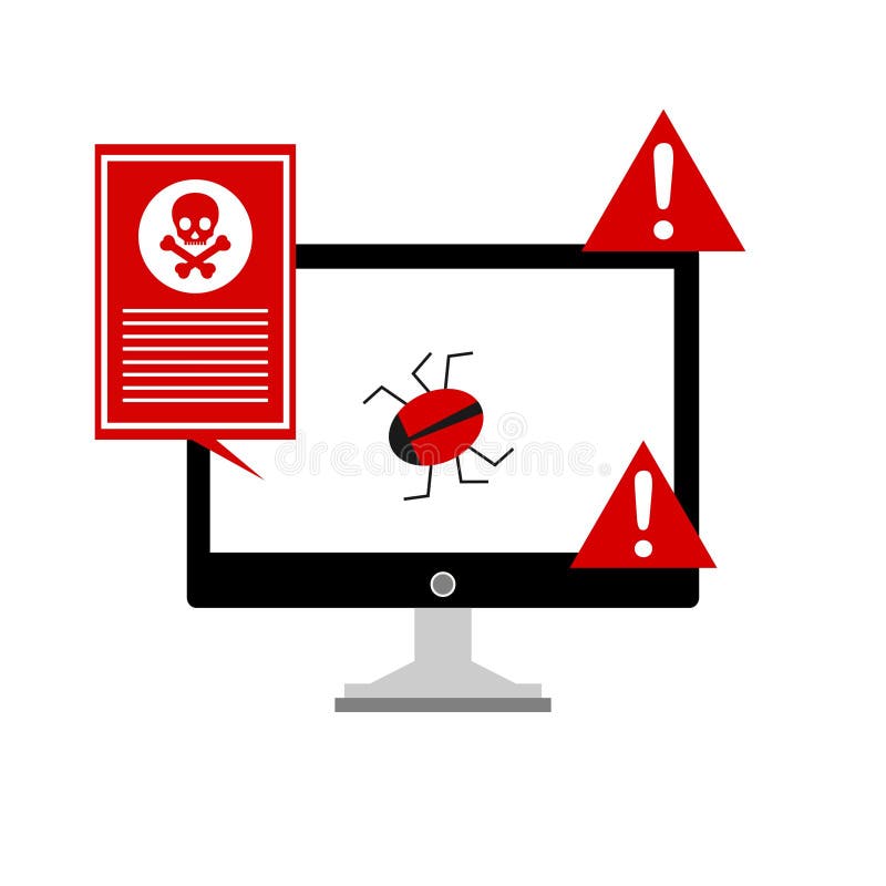Alert Notification on Laptop Computer Vector, Malware Concept, Spam ...