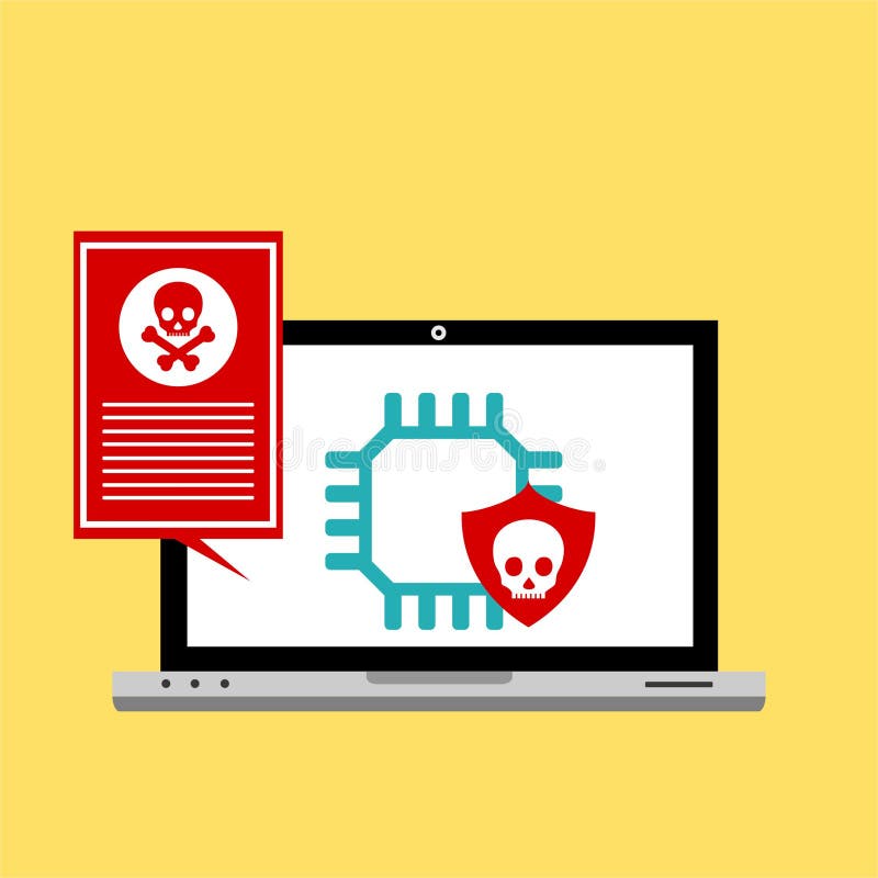 Alert Notification on Laptop Computer Vector, Malware Concept, Spam Data, Fraud Internet Error ...