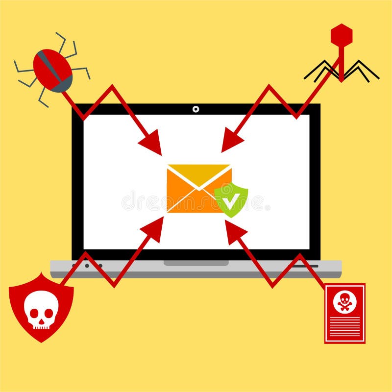 Alert Notification on Laptop Computer Vector, Malware Concept, Spam Data, Fraud Internet Error ...