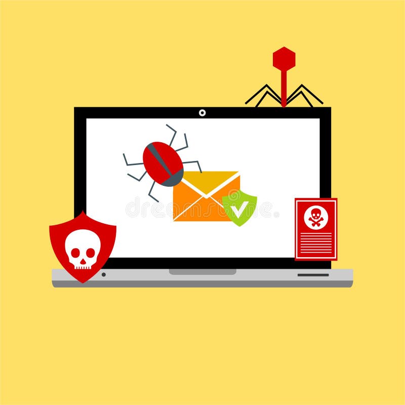 Alert Notification on Laptop Computer Vector, Malware Concept, Spam ...