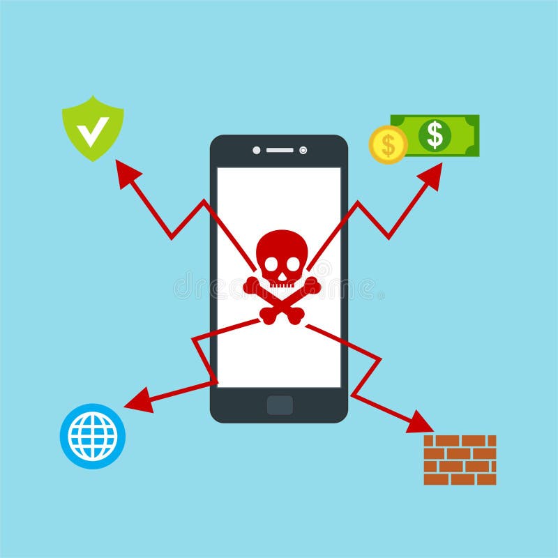 Alert Notification on Smartphone Vector, Malware Concept, Spam Data ...