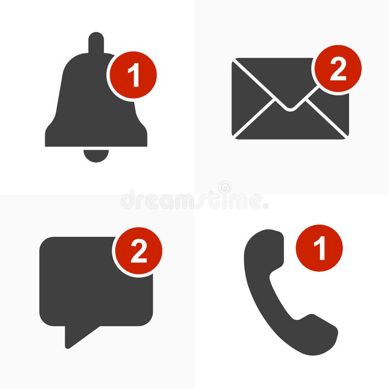 Alert Notifications for Smartphone. Vector Icons Set Stock Vector ...