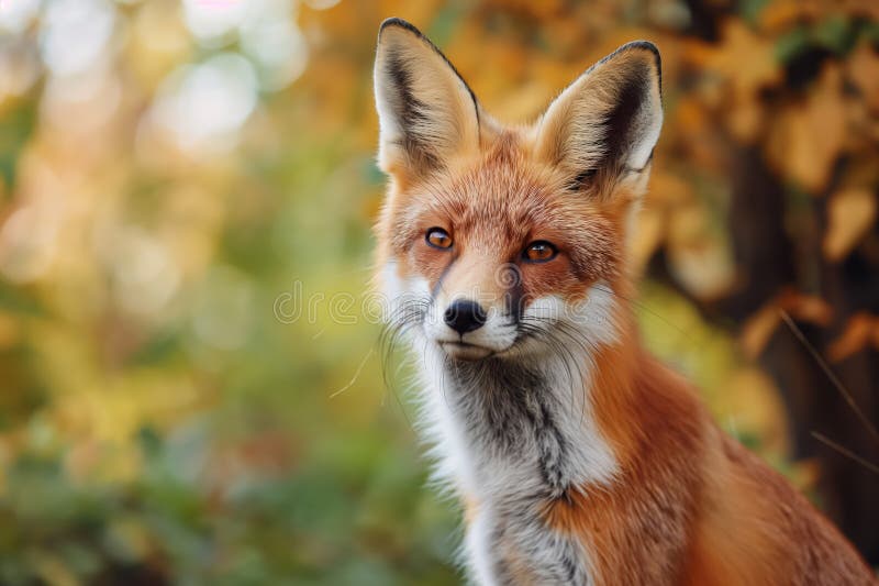 An Alert Red Fox with Intense Eyes in a Fall Setting. Stock Image ...