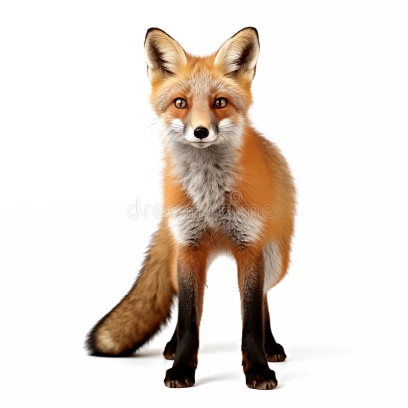 Alert Red Fox Standing on White Background Stock Illustration ...