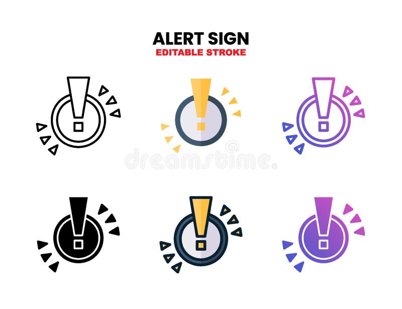 Alert Sign Icon Set with Different Styles. Stock Illustration ...