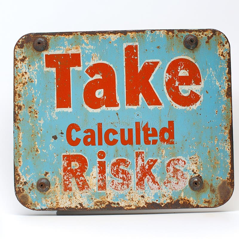 Alert Sign with "Take Calculated Risks" on Plain White Background Stock ...