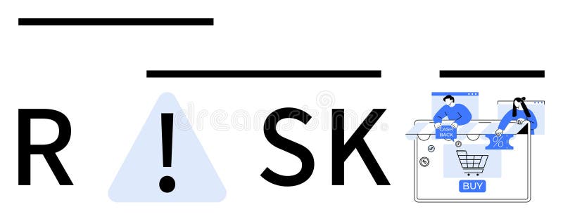 Online Shopping Risk Concept with Alert Symbol and Users Interacting ...