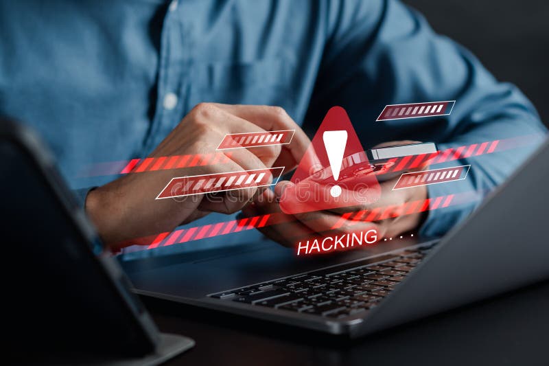 Alert System Hacked Popup on Screen, Spam Virus with Warning Caution ...