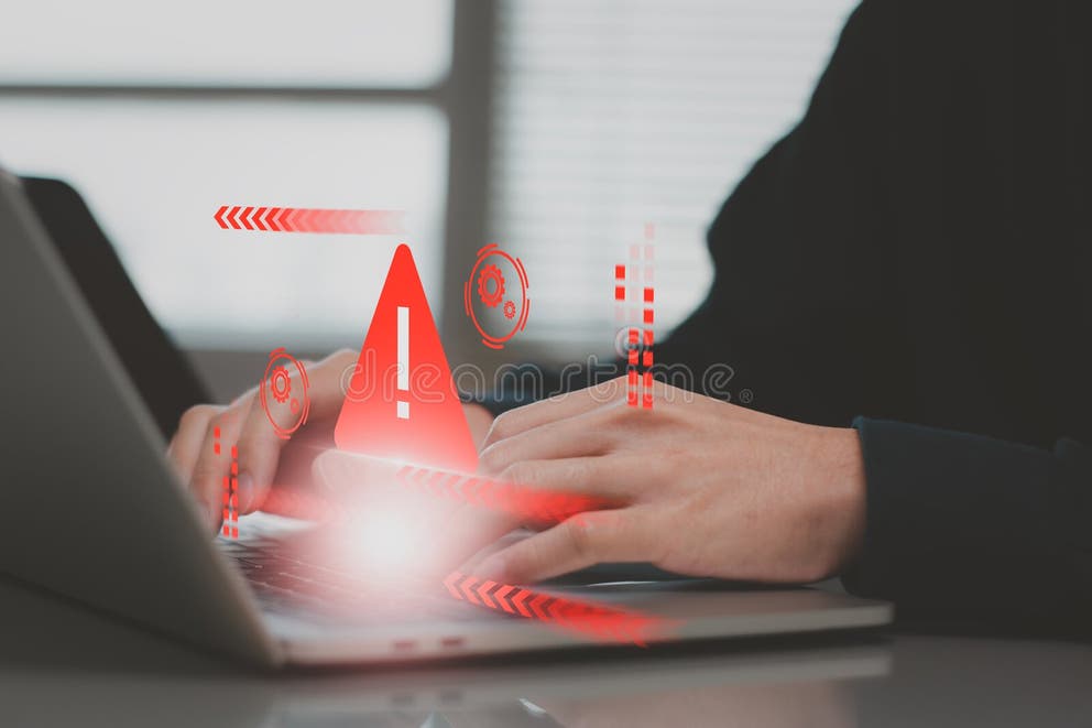 Alert System Warning Error Maintenance System and Internet Security Protect Concept, Cyber ...