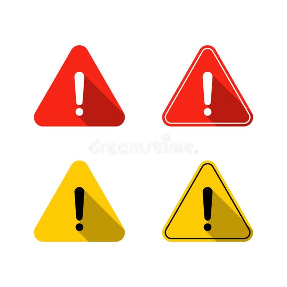 Alert Warning, Caution Icon Set with Long Shadow. Exclamation Mark on ...