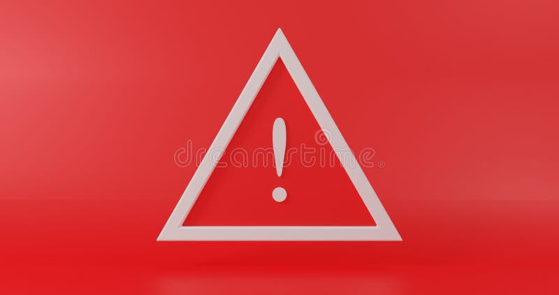 Alert Warning Triangle Icon on Red Background. 3d Illustration Concept ...