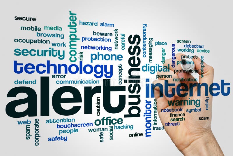 Alert Word Cloud Concept on Grey Background Stock Image - Image of ...