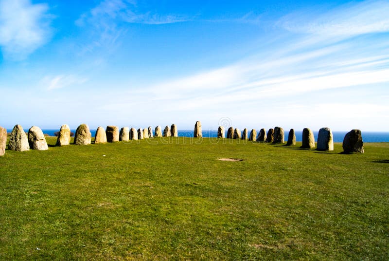Ale Stenar Stone Ship Monument in Sweden Stock Image - Image of sweden ...