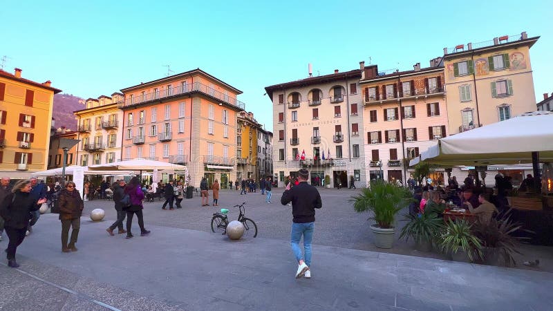 Alessandro Volta Square Panorama, Como, Italy Stock Video - Video of ...