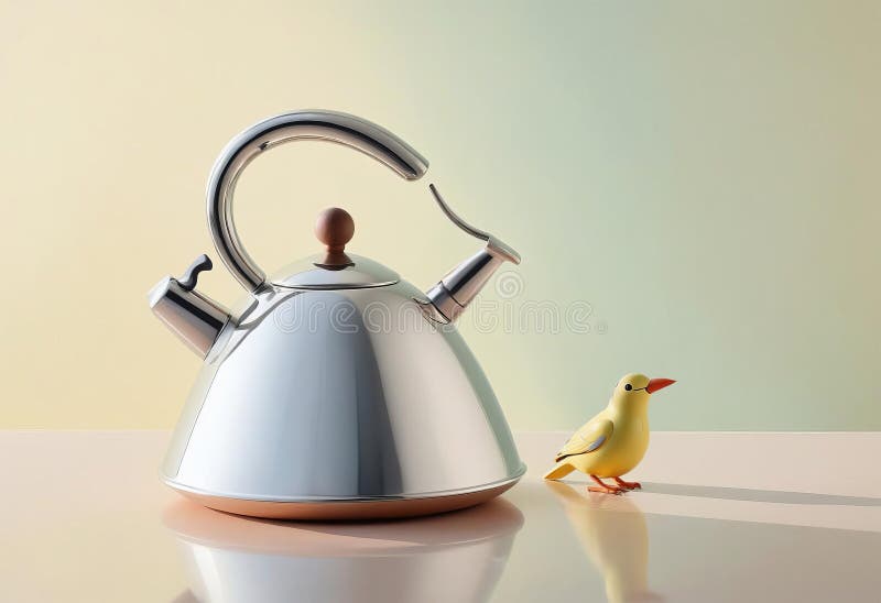 Alessi Kettle with a Bird Whistle Stock Illustration - Illustration of ...