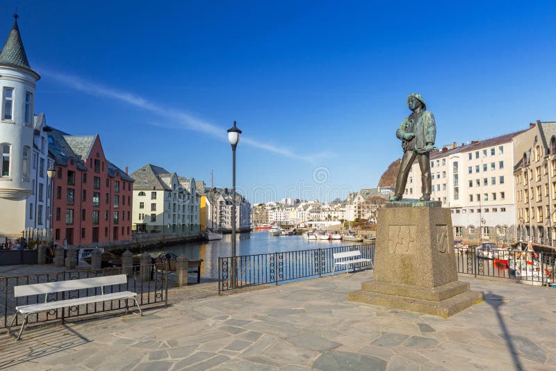Alesund, Norway - April 13, 2018: Architecture of the Alesund Town in ...