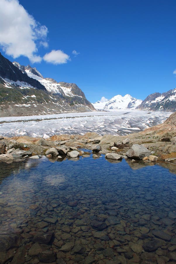 Aletsch glacier with lake stock photo. Image of peak - 10902342