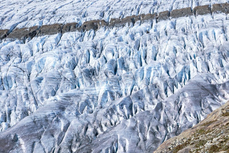 Aletsch Glacier Surface with White and Blue Ice Texture Structure Stock ...
