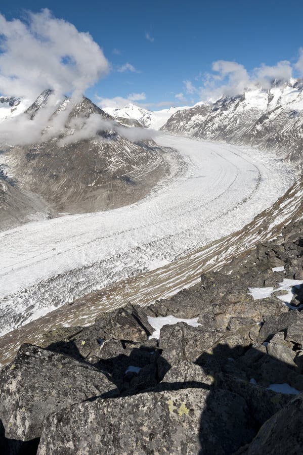Aletsch Glacier, Switzerland Stock Photo - Image of protected, hills ...