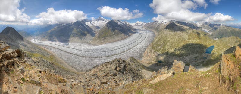 Aletsch Glacier, Switzerland Stock Image - Image of panorama, climbing ...