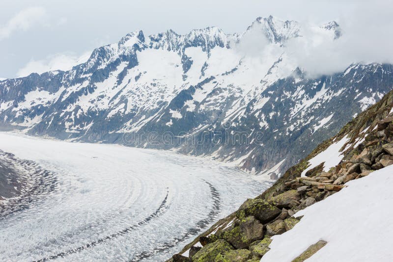 Aletsch-Gletscher In Den Alpen In Der Schweiz Stockbild - Bild von ...