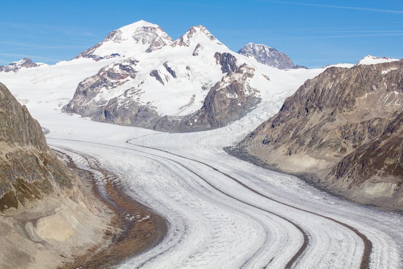 Aletschgletsjer in De Zwitserse Alpen Stock Foto - Image of klimaat ...