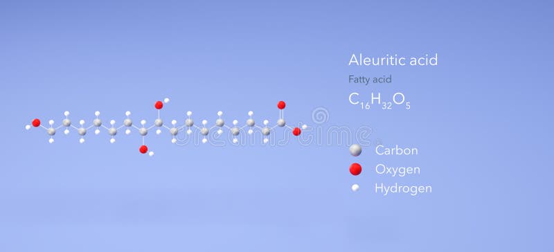Aleuritic Acid Molecule, Molecular Structures, Fatty Acid, 3d Model ...
