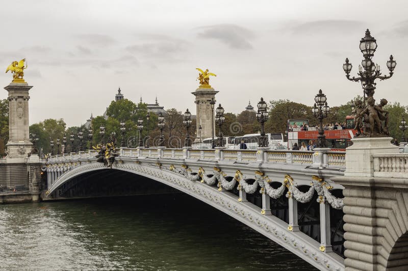 Alexander bridge in Paris. editorial stock image. Image of cathedral ...