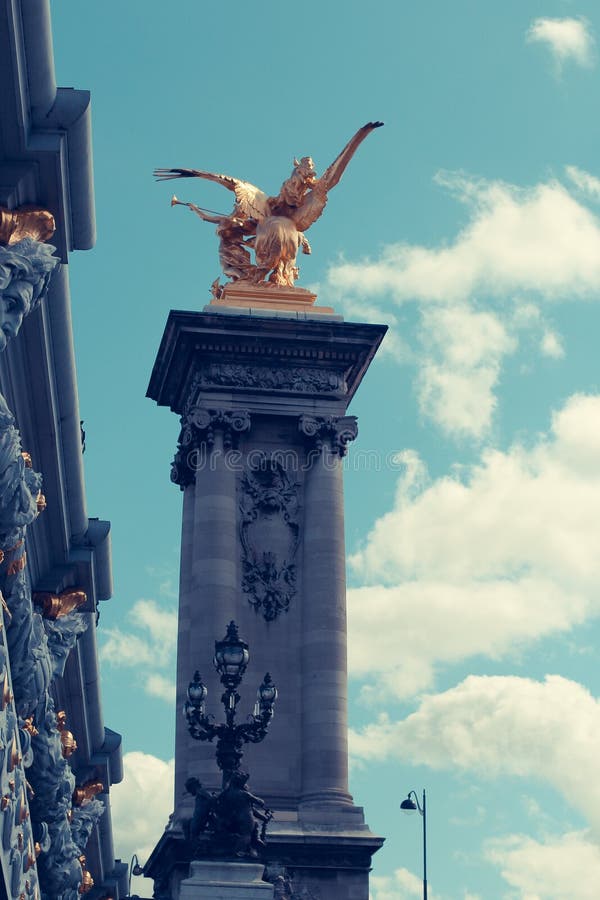 Alexander 3 Bridge in Paris. France Stock Image - Image of road ...