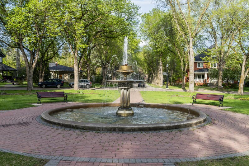 Alexander Circle Fountain in Spring Season, Edmonton, Alberta Stock ...