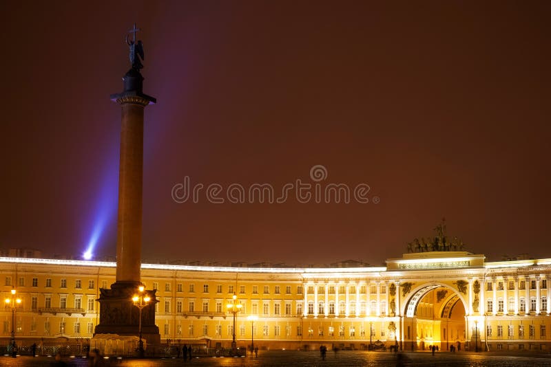 Alexander Column and General Staff on Palace Square Stock Image - Image ...