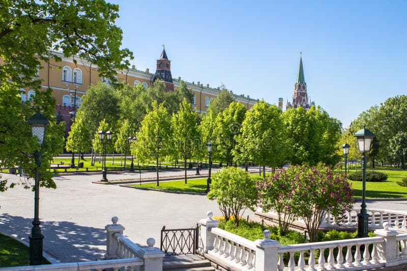 Alexander Garden in Moscow on Spring, Russia Stock Photo - Image of ...