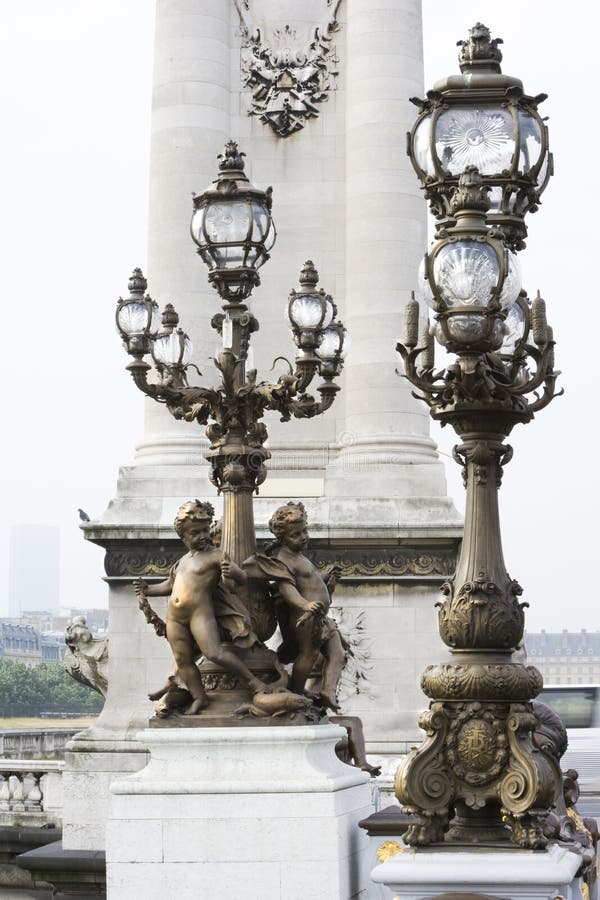 Famous Paris Landmark Alexander Bridge Stock Image - Image of famous ...