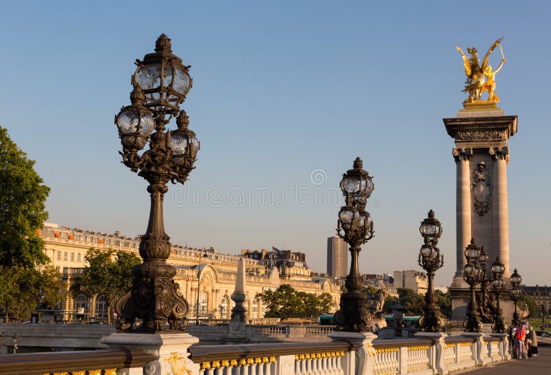 Alexander III Bridge editorial photography. Image of lamp - 77038047
