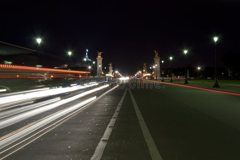 The Alexander III Bridge at Night - Paris Stock Image - Image of ...