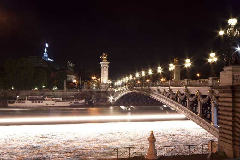 The Alexander III Bridge at Night - Paris Stock Image - Image of place ...
