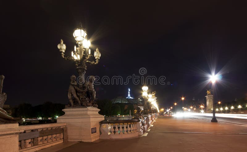 The Alexander III Bridge at Night - Paris Stock Photo - Image of cities ...