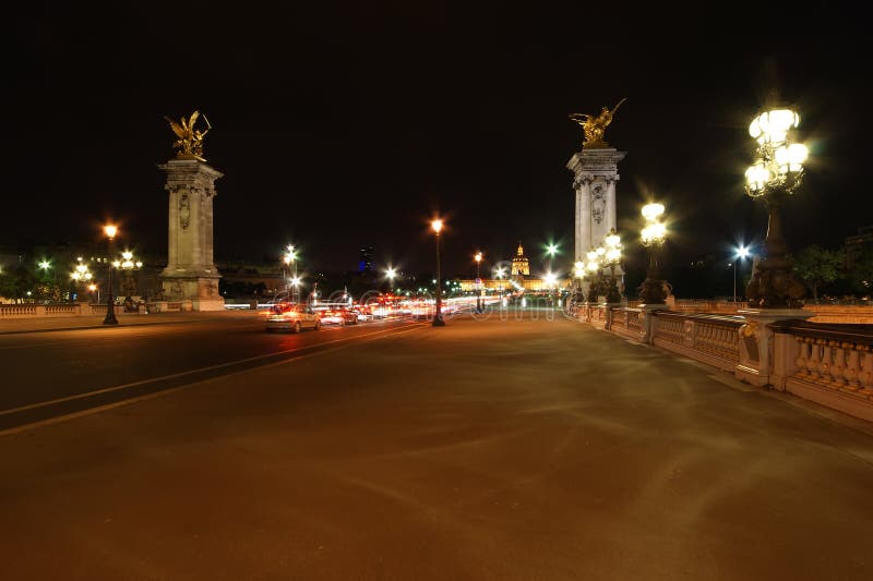 The Alexander III Bridge at Night - Paris Stock Photo - Image of ...