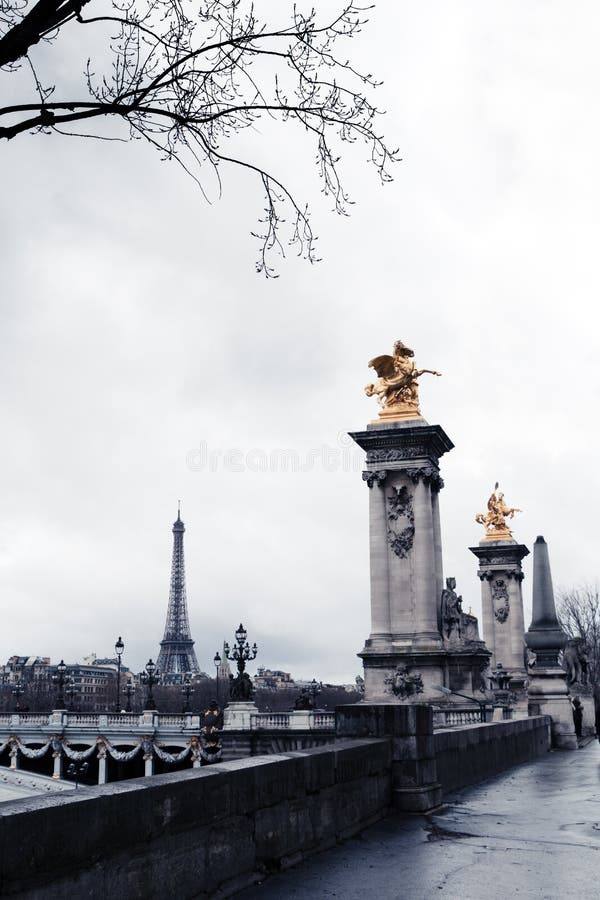 Alexander III Bridge in Paris Stock Photo - Image of seine, sculpture ...