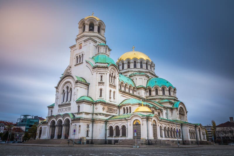 Alexander Nevski Cathedral Square in Sofia at Dramatic Autumn Sunset ...