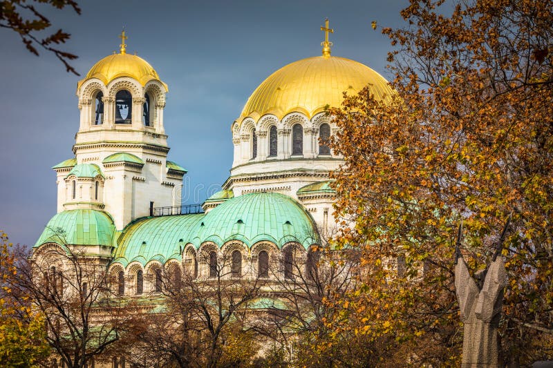 Alexander Nevski Cathedral Square in Sofia at Dramatic Autumn Sunset ...