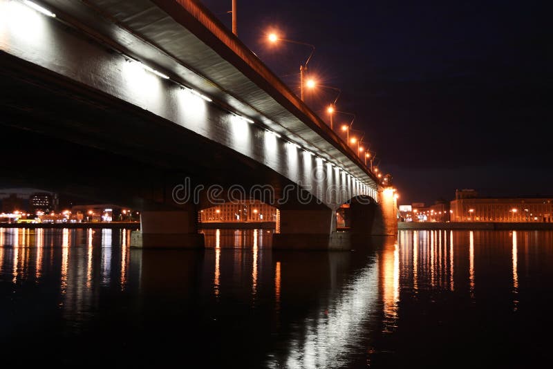Alexander Nevsky Bridge at Night Stock Image - Image of beauty, neva ...