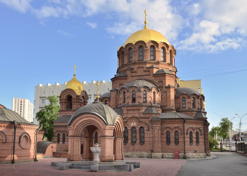Alexander Nevsky Cathedral in Novosibirsk Stock Photo - Image of ...