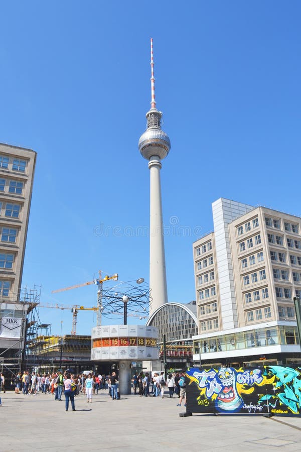 Alexander Platz Square with Berlin Tv Tower or Fernsehturm, St. Mary ...